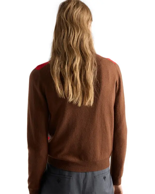 Prada Argyle Cashmere Polo Sweater - Brown