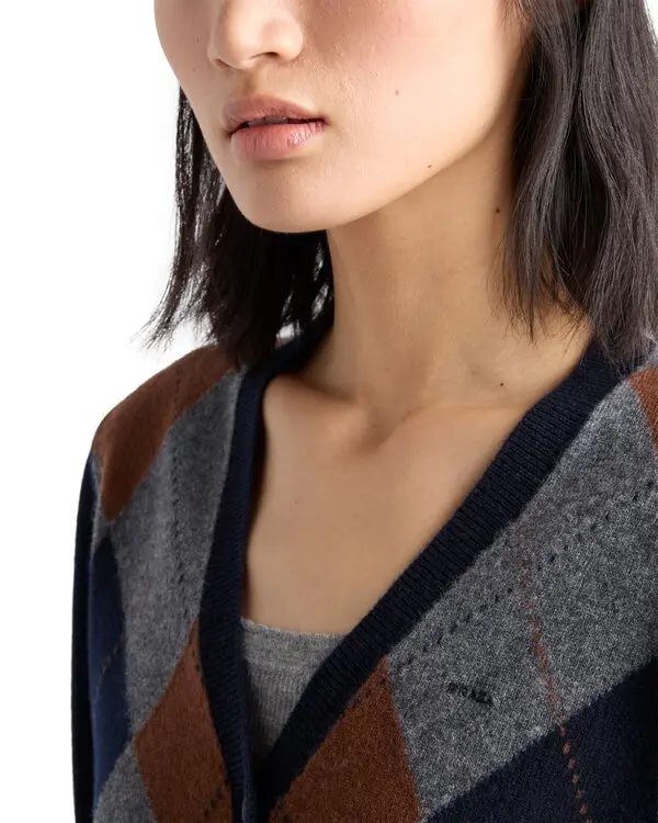 Prada Argyle Cashmere Cardigan - Blue