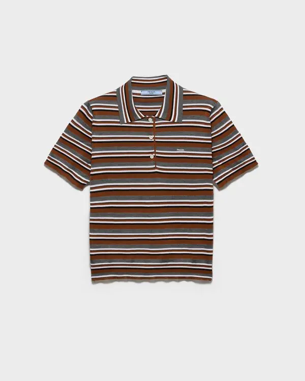 Prada Short-sleeved Striped Cotton Polo Shirt