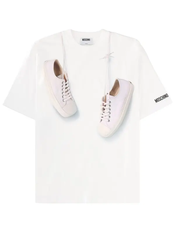 Moschino Graphic Sneaker Print Short-sleeve T-shirt - White
