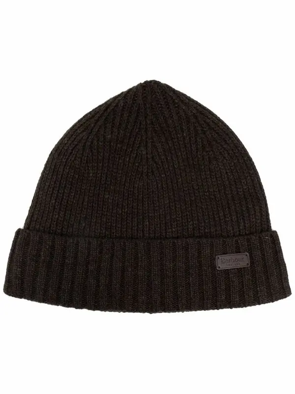 Barbour Wool-blend Logo Patch Knit Beanie - Green