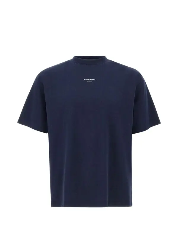 Drole De Monsieur Cotton Crewneck Graphic T-shirt - Navy