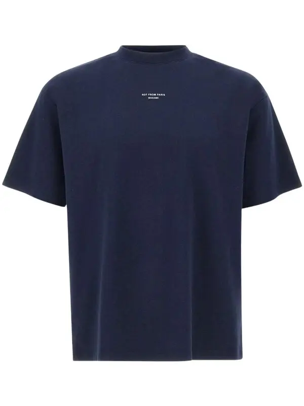 Drole De Monsieur Cotton Crewneck Graphic T-shirt - Navy