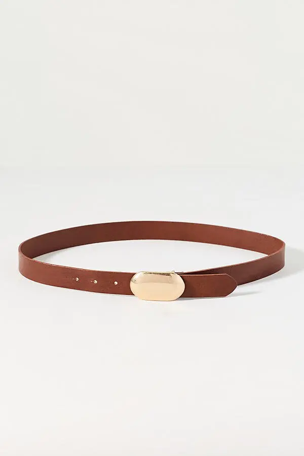 Anthropologie Rounded Plaque Belt - Cognac