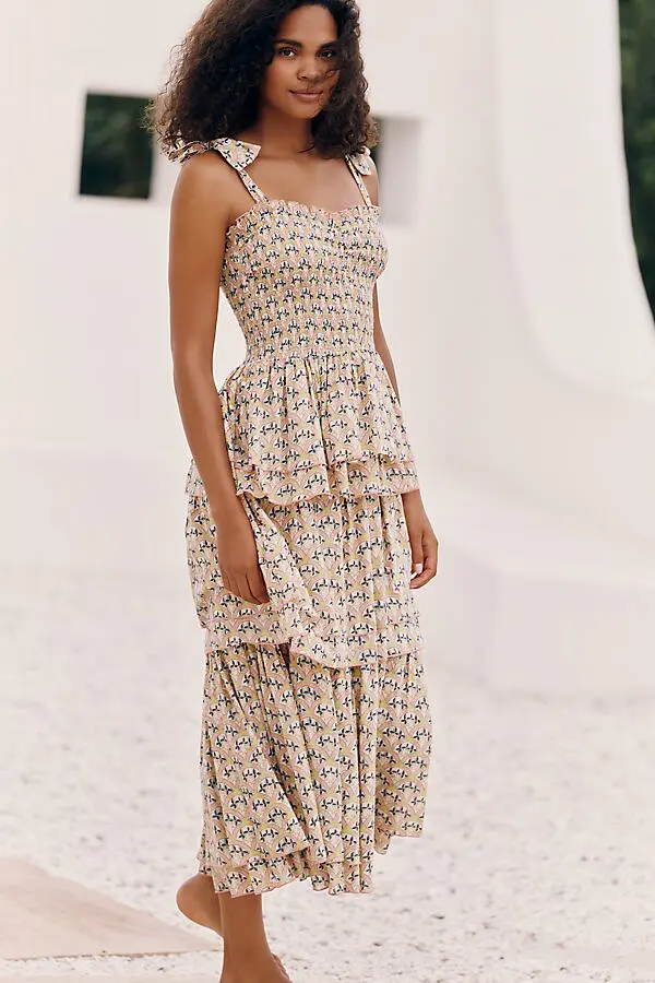 RO'S GARDEN Spencer Midi Dress - Pink Pattern