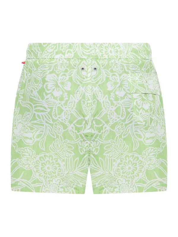 Kiton Swimsuit In Technical Fabric With All-over Floral Pattern