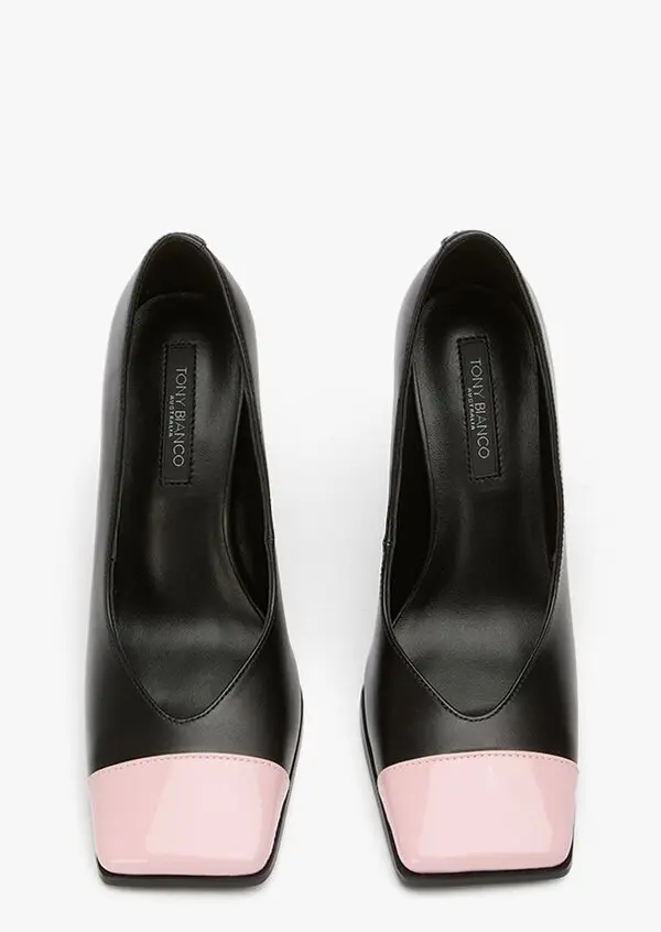 TONY BIANCO Legacy Leather Pump - Black Como/petal