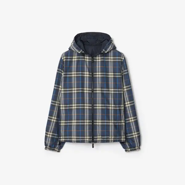 Burberry Reversible Check Newport Hooded Jacket - Pilot Blue