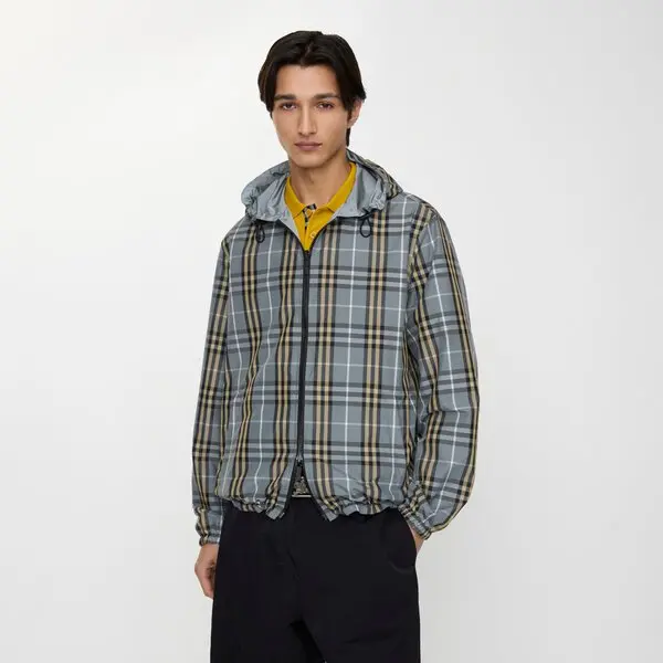 Burberry Reversible Check Newport Hooded Jacket - Wave Blue