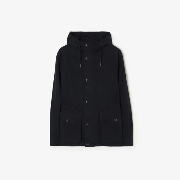 Burberry Gabardine Euston Hooded Jacket With Warmer - Coal Blue