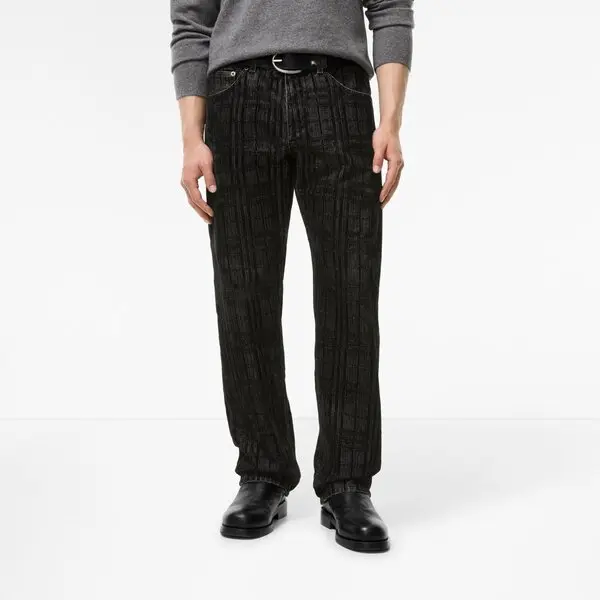 Burberry Check Flocked Straight Jeans