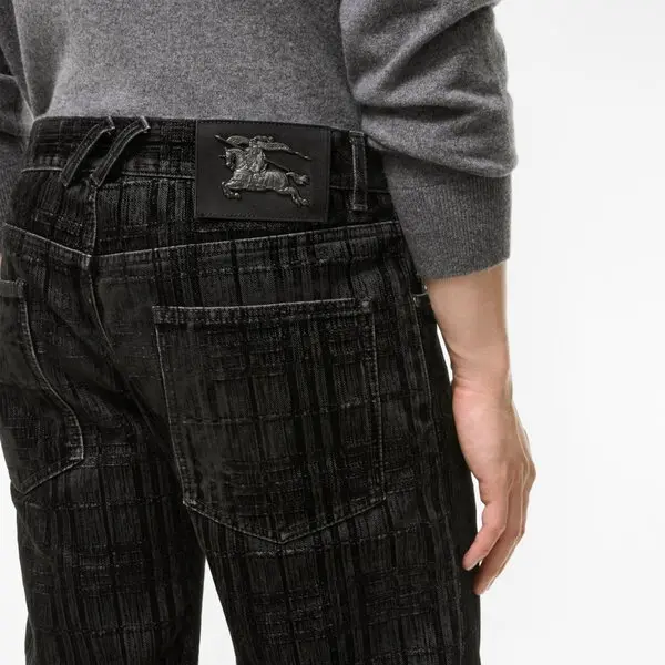 Burberry Check Flocked Straight Jeans