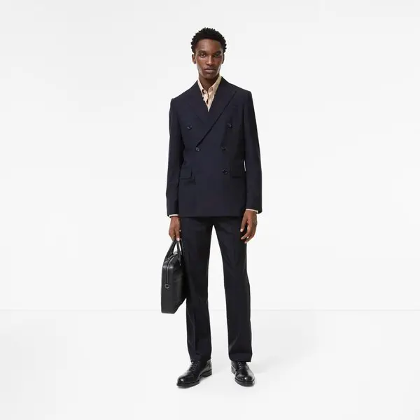 Burberry Wool Tailored Trousers - Navy