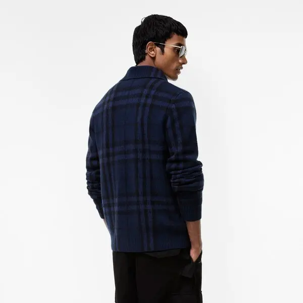 Burberry Check Cashmere Cardigan - Navy