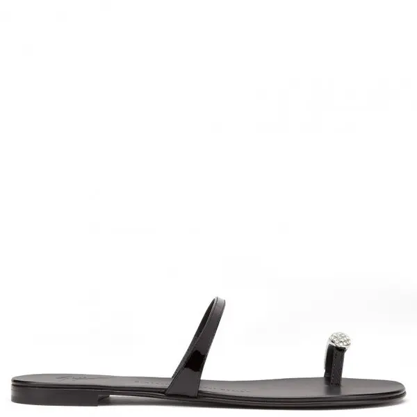 GIUSEPPE ZANOTTI Patent Leather Flat Thong Sandal