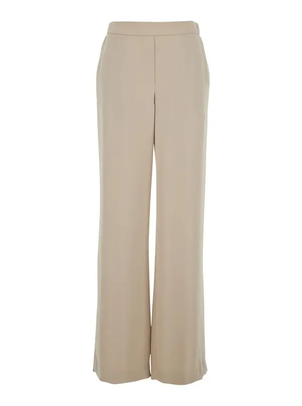 P.a.r.o.s.h Beige Pants With Elastic Waist And Wide Leg In Fabric - Cream
