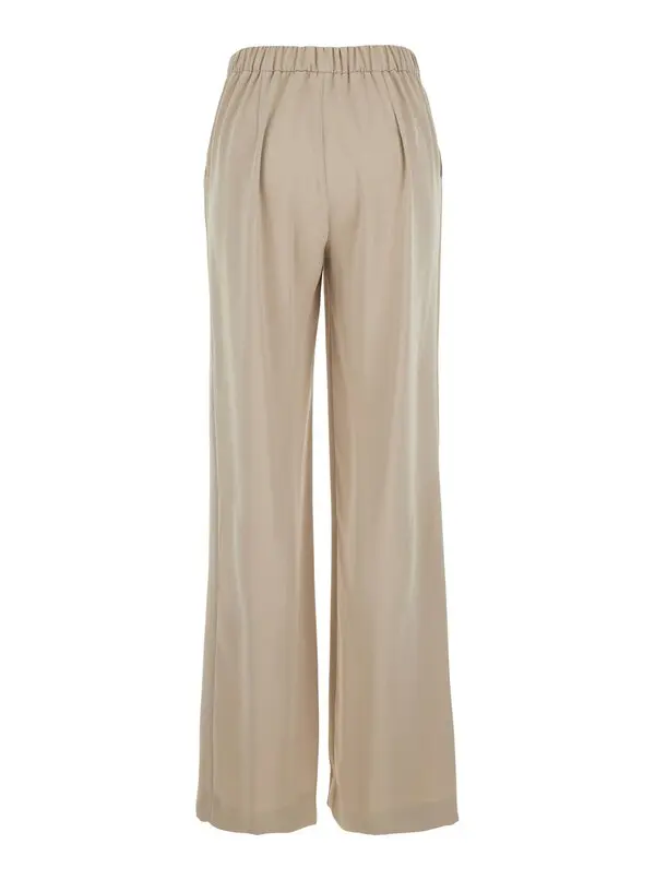 P.a.r.o.s.h Wide Leg Pants With Elastic Waist - Cream