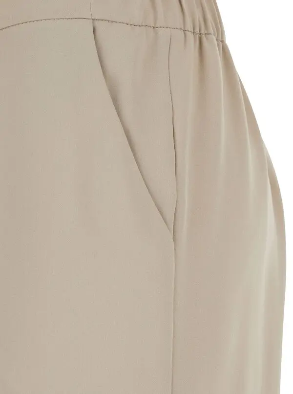 P.a.r.o.s.h Wide Leg Pants With Elastic Waist - Cream