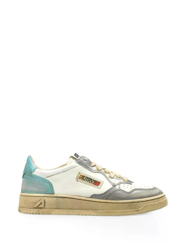 AUTRY Medalist Low Super Vintage Sneakers In Ash And Sea Leather - White