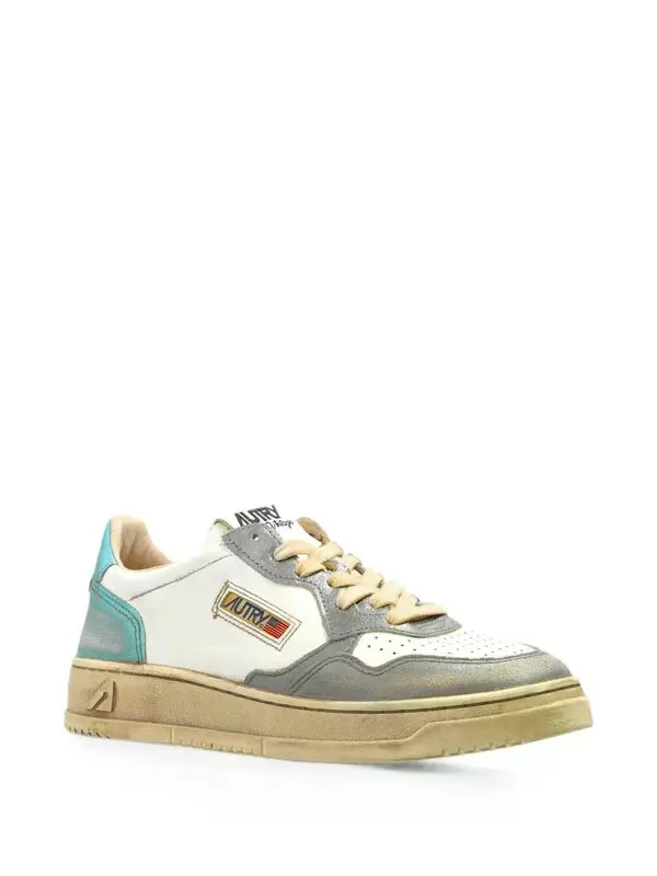 AUTRY Medalist Low Super Vintage Sneakers In Ash And Sea Leather - White