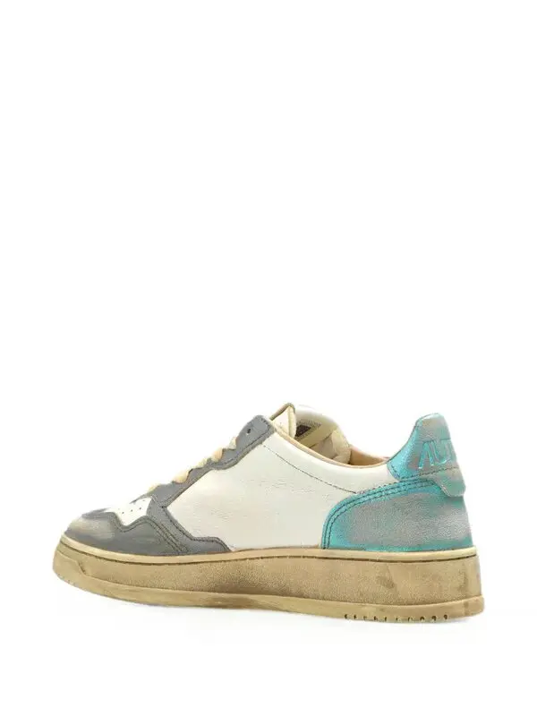 AUTRY Medalist Low Super Vintage Sneakers In Ash And Sea Leather - White