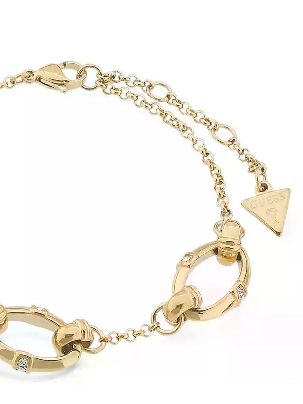 Guess Tone Link Bracelet With Crystal Appliqu - Gold