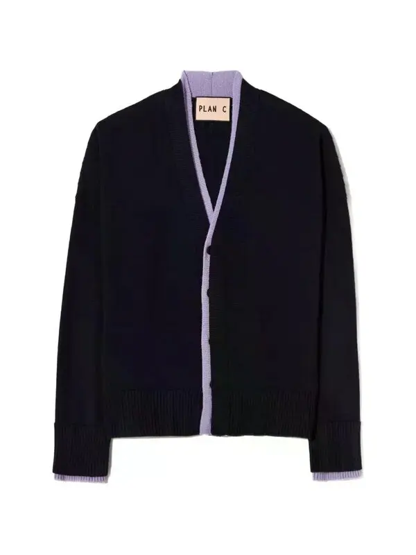Plan C Contrast-trim Merino Cardigan