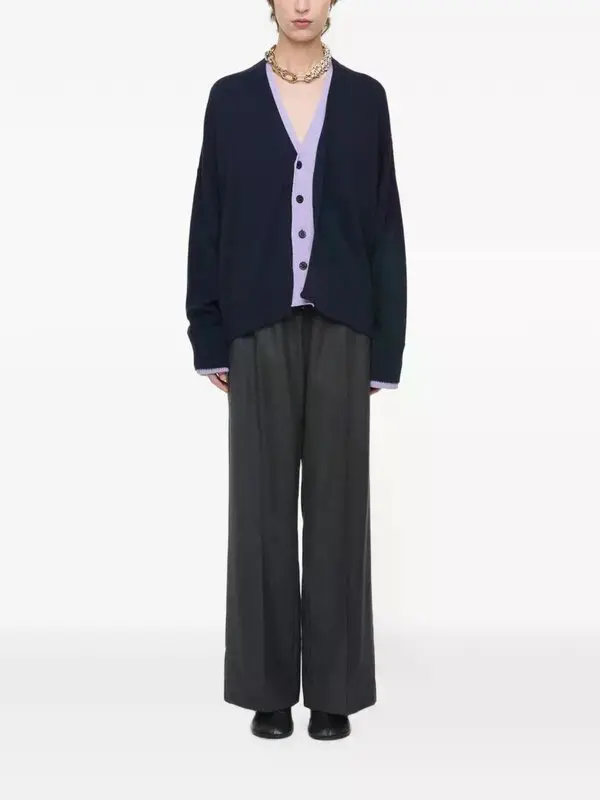 Plan C Contrast-trim Merino Cardigan