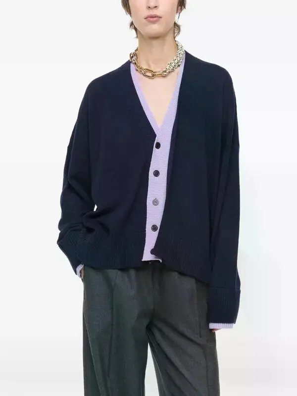 Plan C Contrast-trim Merino Cardigan