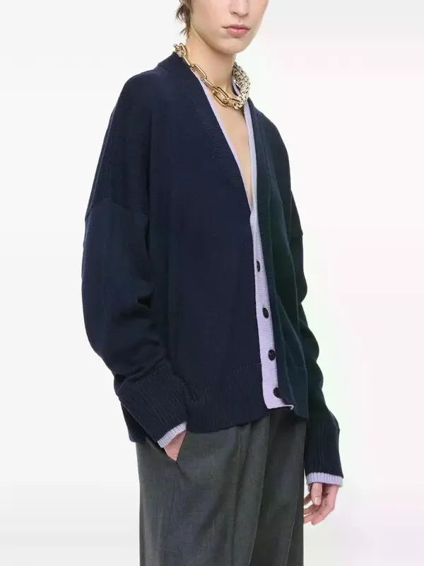 Plan C Contrast-trim Merino Cardigan