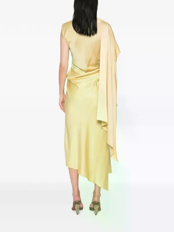 DE LA VALI Lunessa Draped Asymmetric Dress