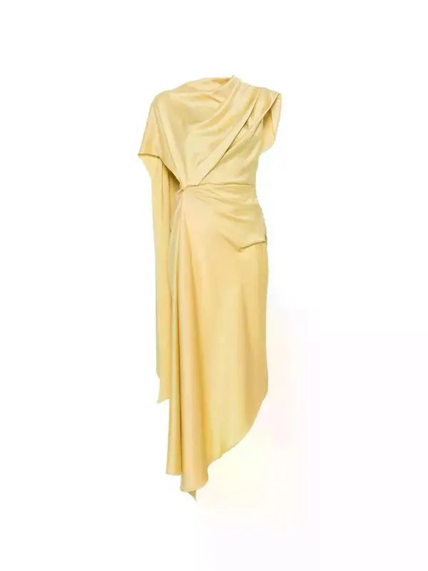 DE LA VALI Lunessa Draped Asymmetric Dress - Yellow