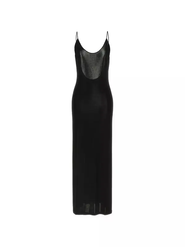 Saint Laurent Cassandre-chain Backless Dress In Knit - Black