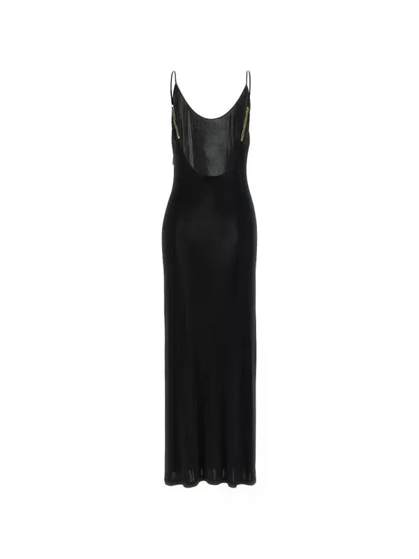 Saint Laurent Cassandre-chain Backless Dress In Knit