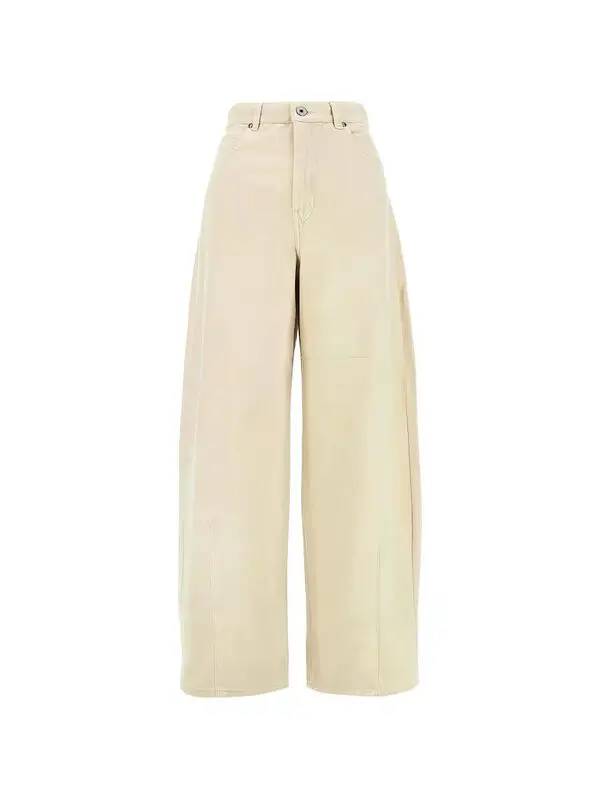 Max Mara Cotton Drill Trousers Ivory - Neutrals