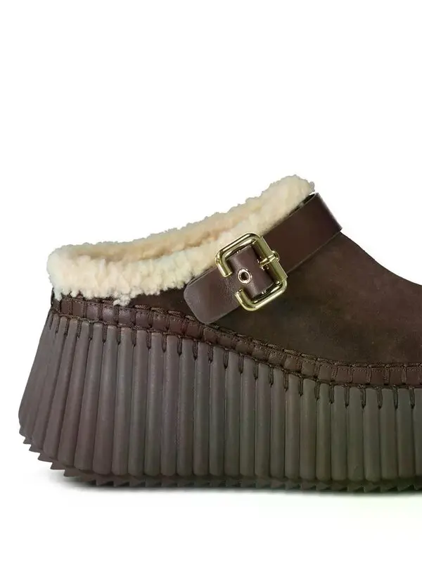 Chloé Nama Wedge Mules - Brown