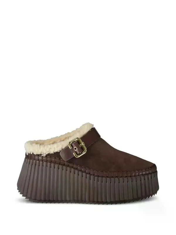 Chloé Suede Wedge Mules