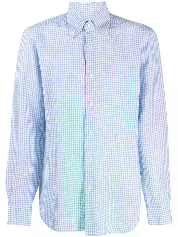 BARBA NAPOLI Gingham Check Pattern Shirt