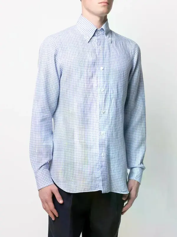 BARBA NAPOLI Gingham Check Pattern Shirt