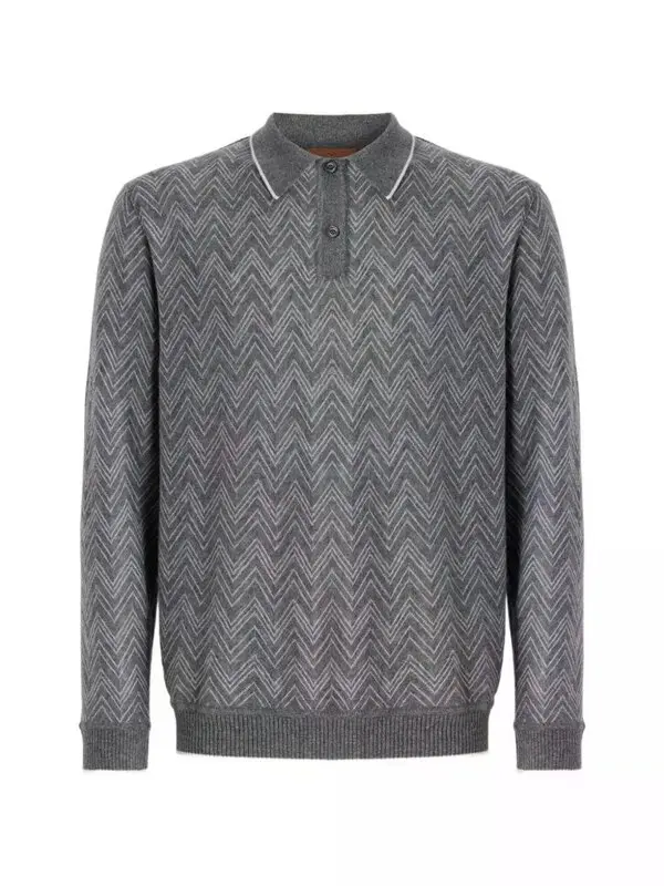 Missoni Long-sleeve Cashmere Zig Zag Polo Shirt