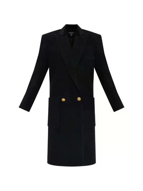 Balmain Double-breasted Wool Coat - Black