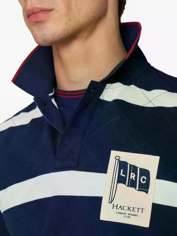 HACKETT LONDON Striped Long-sleeve Polo Shirt