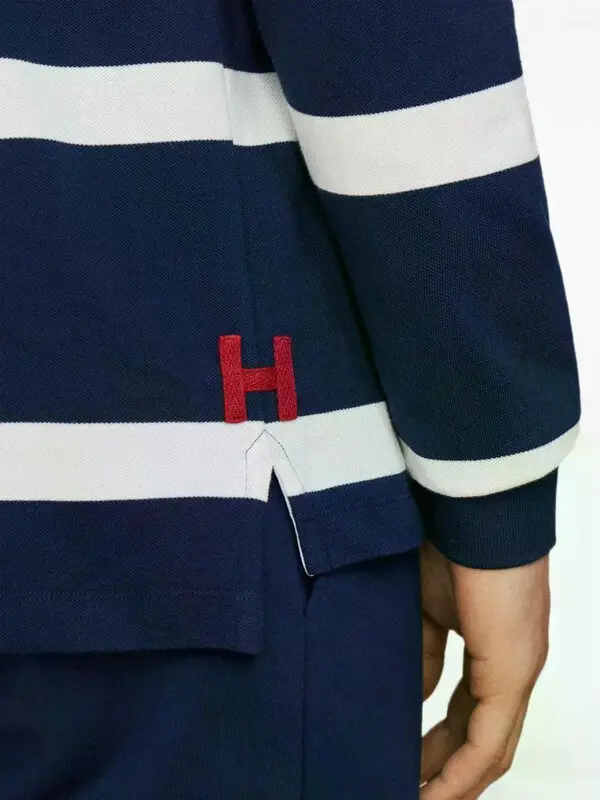 HACKETT LONDON Striped Long-sleeve Polo Shirt