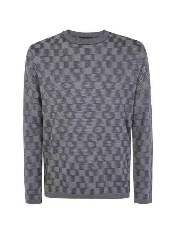 Emporio Armani Pattern-knit Virgin-wool Jumper Signature Capsule - Grey