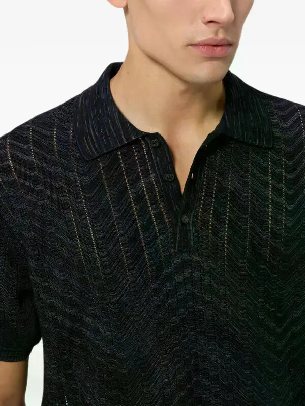 Missoni Openwork Knit Cotton And Viscose Polo Shirt