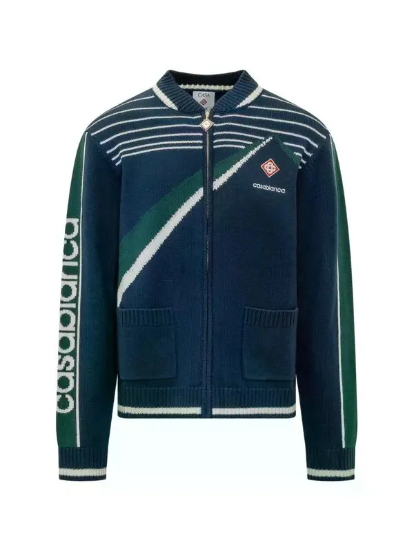 Casablanca Pyramid Jacquard Wool Jacket - Blue