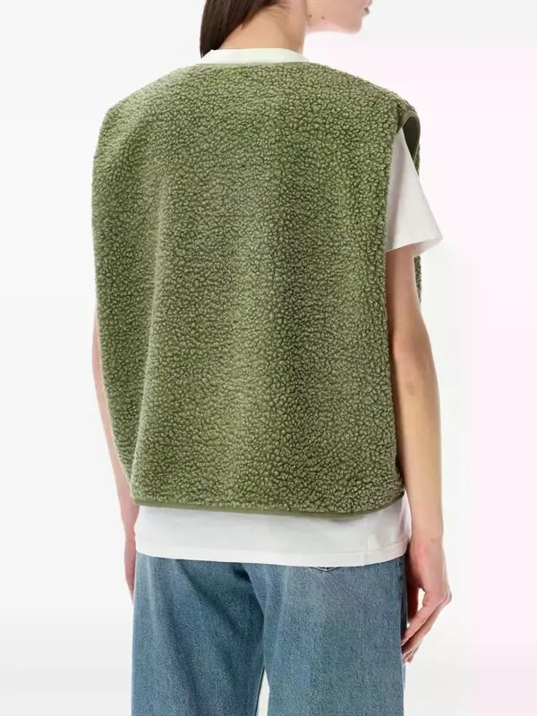 American Vintage Hoktown Fleece-texture Logo-patch Gilet - Green
