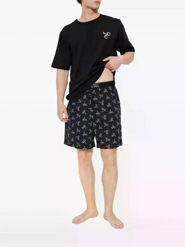 DIESEL® Cotton Pyjama Set With Handcuff Print