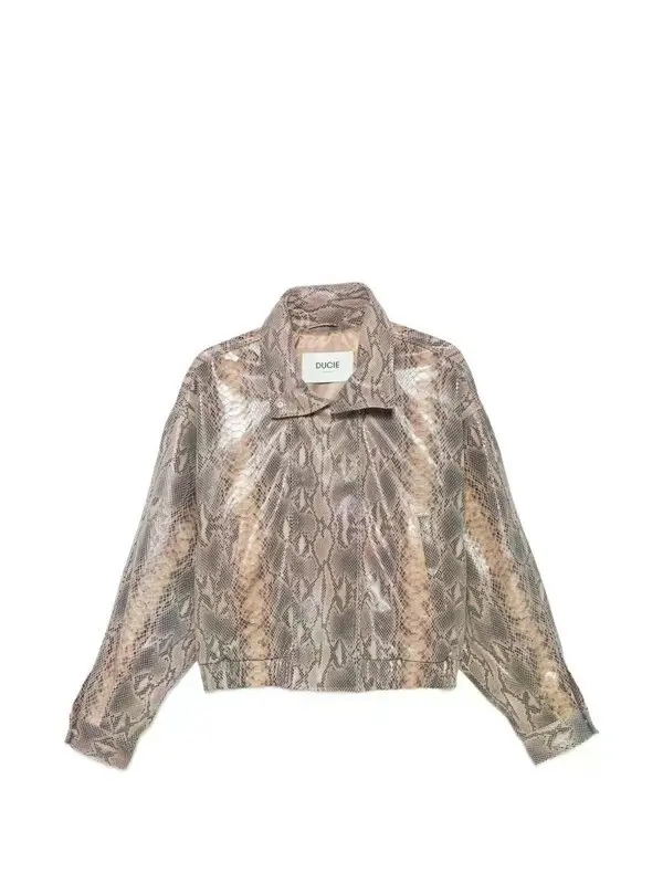 DUCIE Jasmine Python-print Leather Jacket - Neutrals