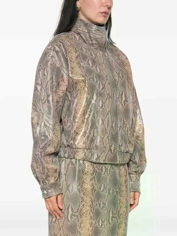 DUCIE Jasmine Python-print Leather Jacket